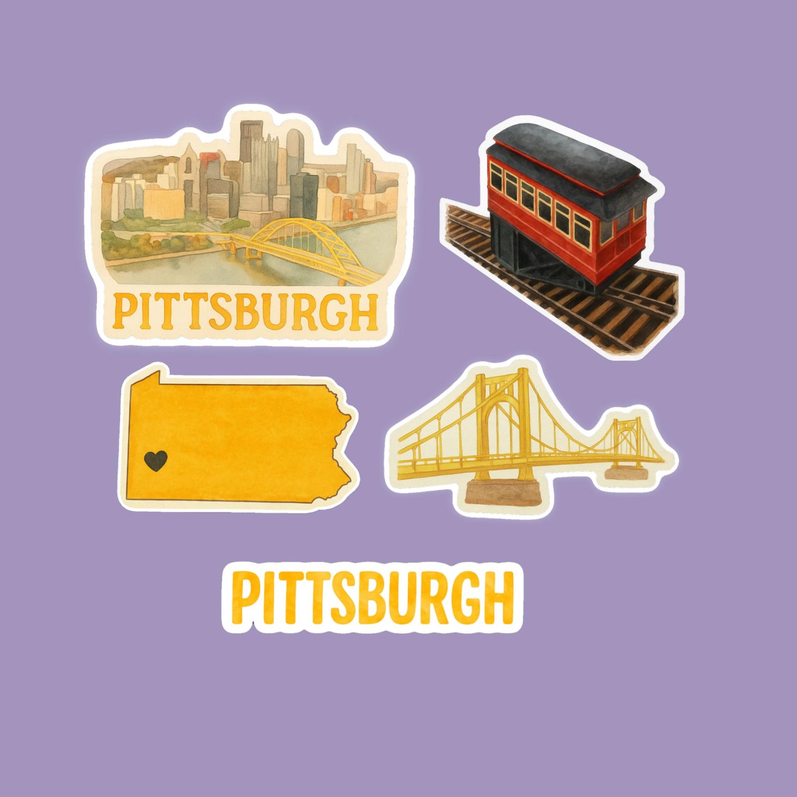Pittsburgh Sticker Bundle | Steel City Stickers | Pittsburgh Skyline ...
