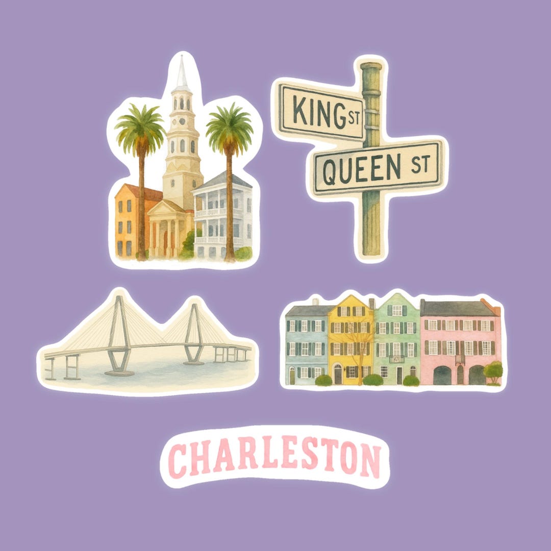 Charleston Sticker Bundle | South Carolina Stickers | Southern City ...