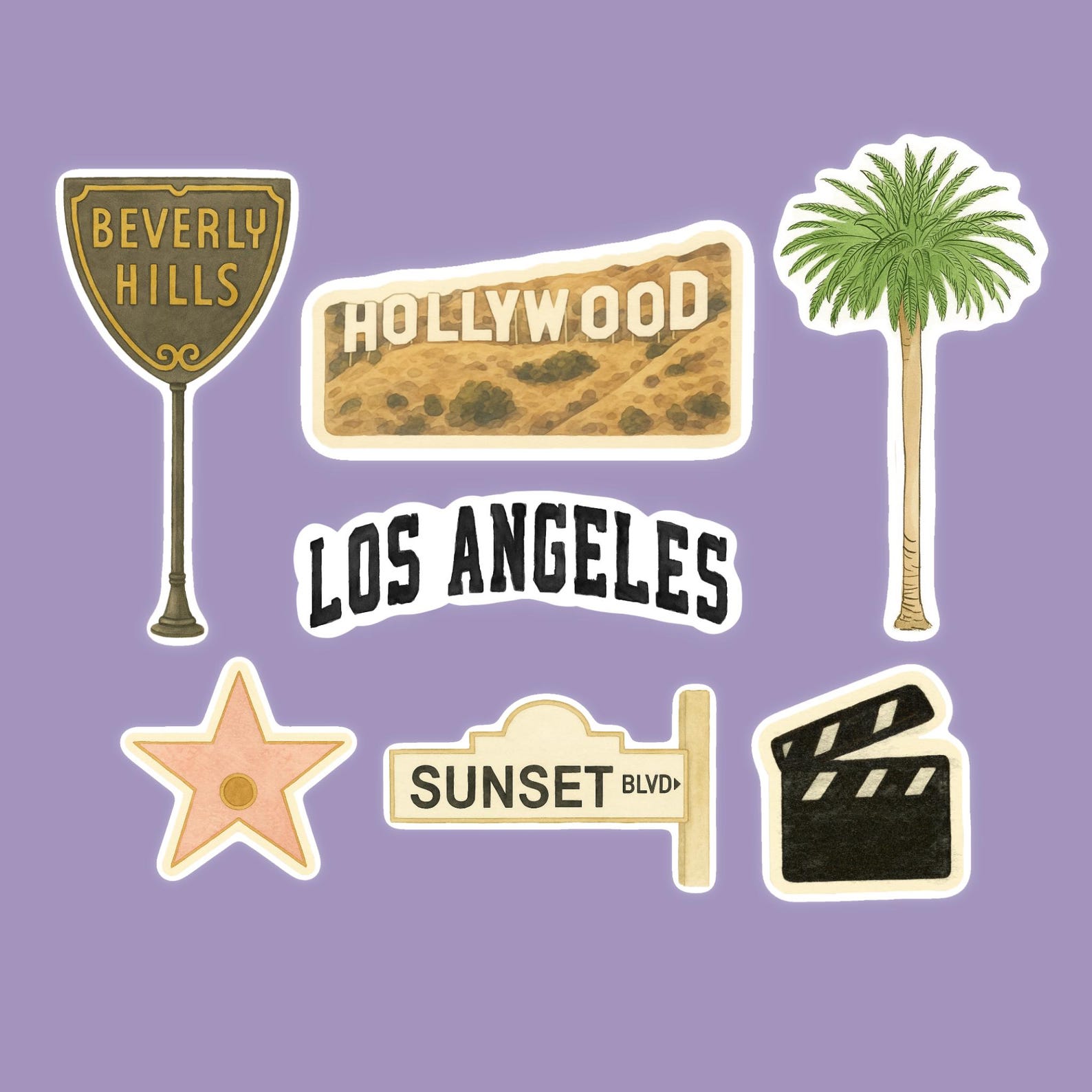 Los Angeles Sticker Bundle | LA Stickers | Hollywood Vinyl Stickers ...