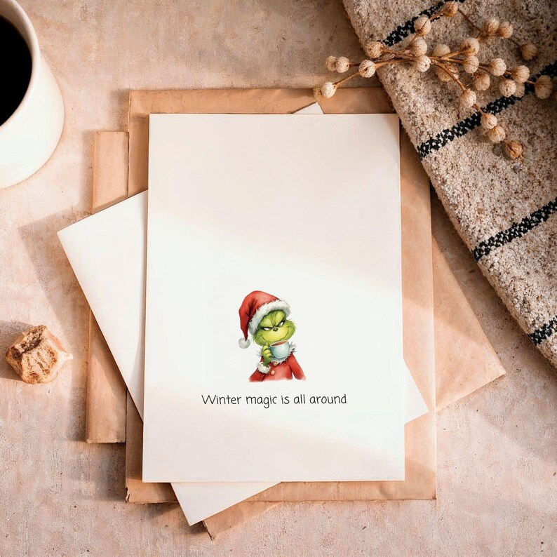 Printable Grinch Christmas Card Set | Instant Digital Download Modern ...
