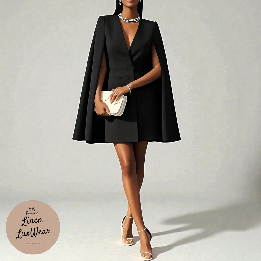 Cape Blazer Dress for Women – Double-breasted Mini Coat Dress | Elegant ...