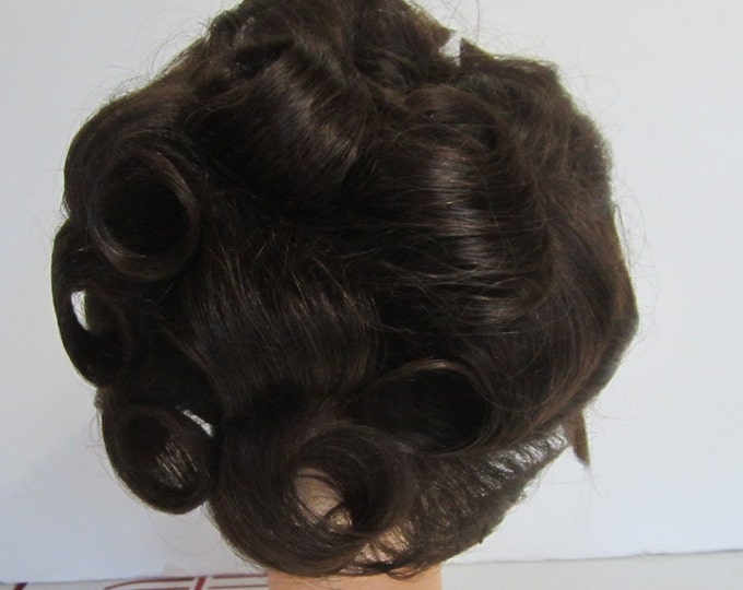 Vintage 1960s Human Hair Wiglet Fall Dark Brunette 7 - Etsy
