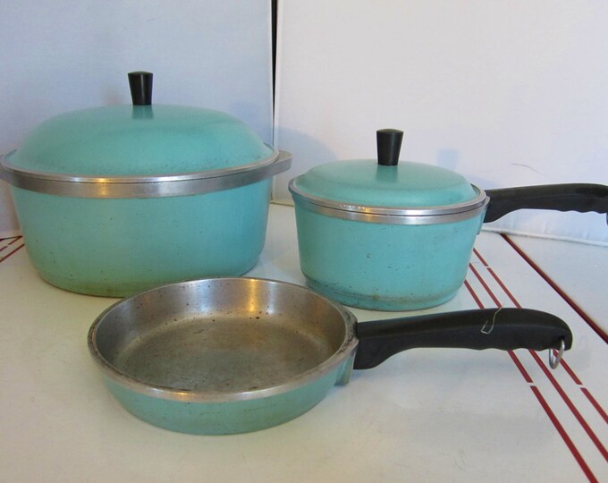 Vintage Aqua Club Cookware-1940s-1950s-5 Piece Set-aluminum Cookware - Etsy