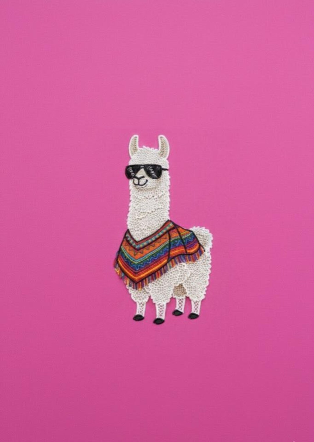 Cool Llama Machine Embroidery File, Alpaca With Sunglasses Design ...