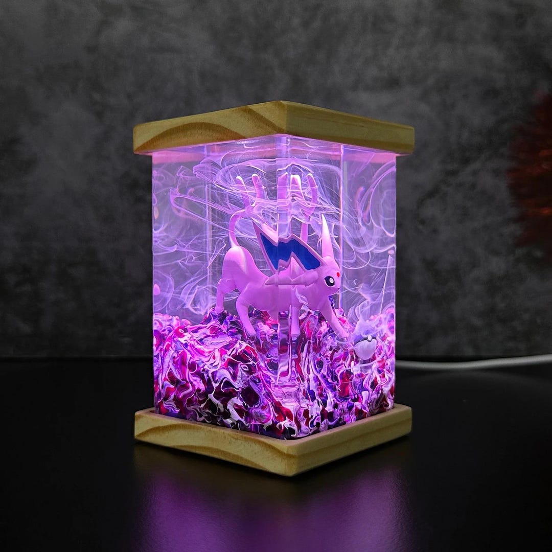 Pokemon Resin Lamp, Epoxy Resin Lamp, Pokemon Gift, Espeon Resin Night ...