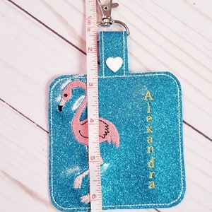 Flamingo - Name Tag - Flamingo Tag - Backpack Tag - Name Keychain ...