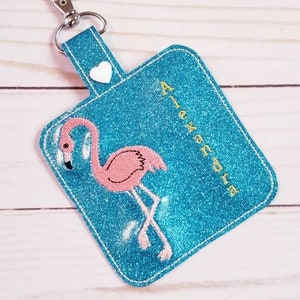 Flamingo - Name Tag - Flamingo Tag - Backpack Tag - Name Keychain ...