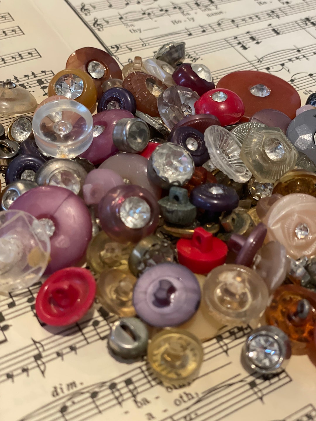 20 Random Rhinestone Buttons - Bulk, Mixed Lot - Plastic, Metal, Mixed ...