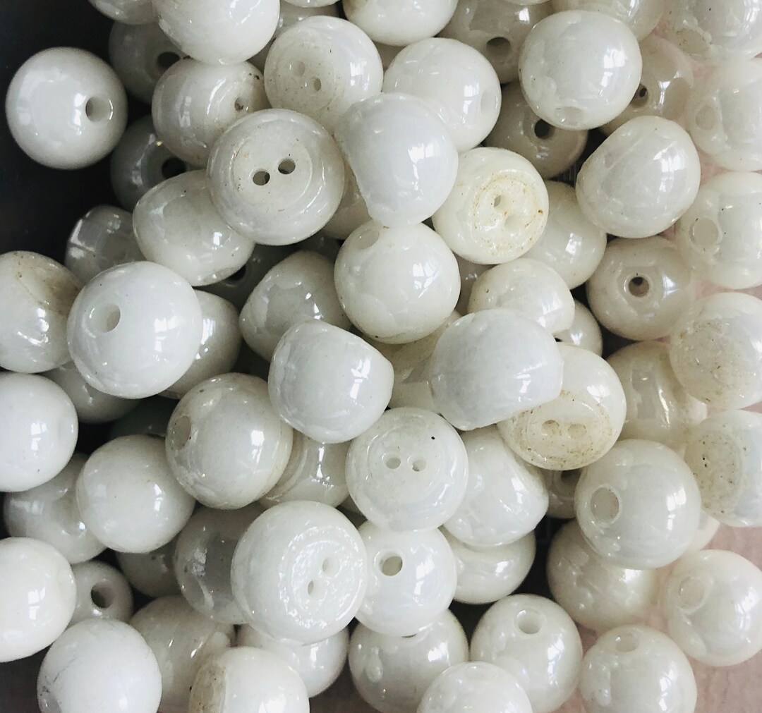 5 Random White Lustre China Whistle Buttons - Bulk, Mixed Lot - Etsy