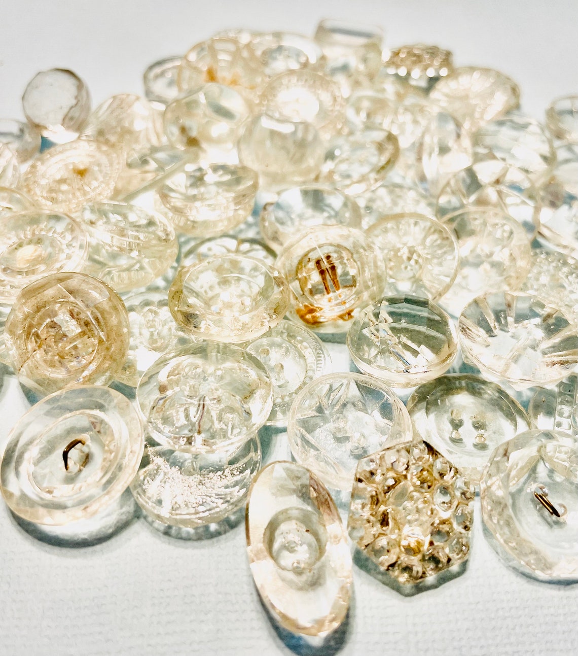10 Random Vintage Clear Glass Buttons Bulk Mixed Lot - Etsy
