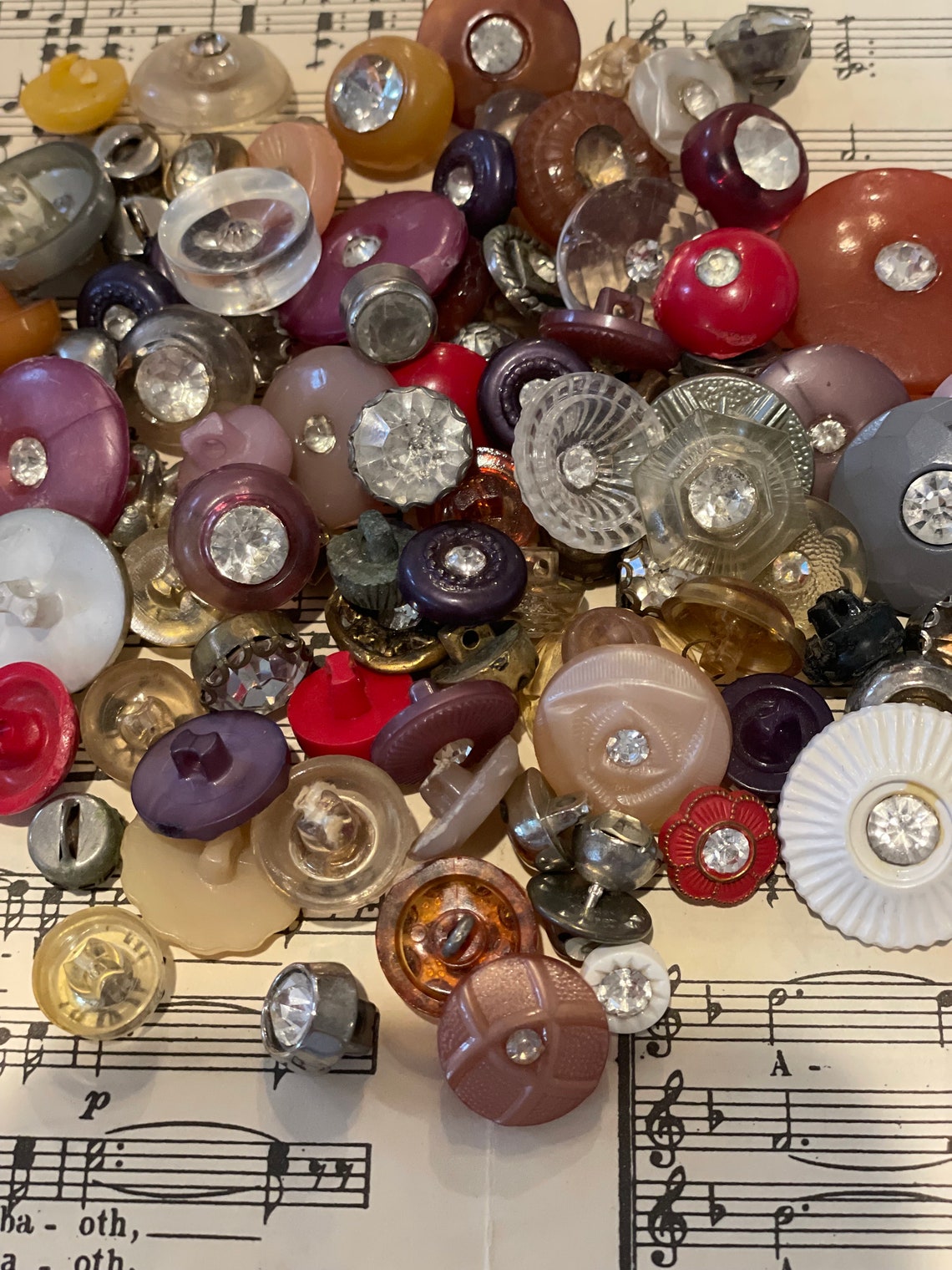 20 Random Rhinestone Buttons - Bulk, Mixed Lot - Plastic, Metal, Mixed ...