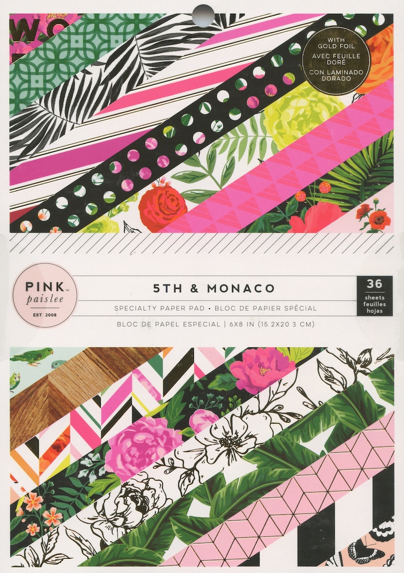 American Crafts Pink Paislee 6 X 8 5th & Monaco Paper Pad - Etsy