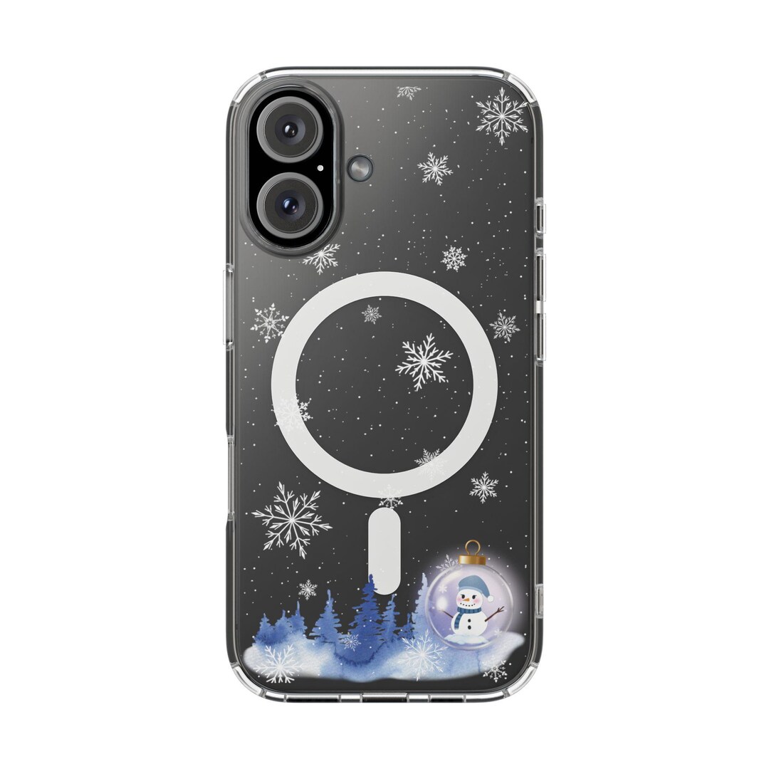 Snowflake Snowman Winter Scene Phone Case | Clear Magnetic Case - Etsy