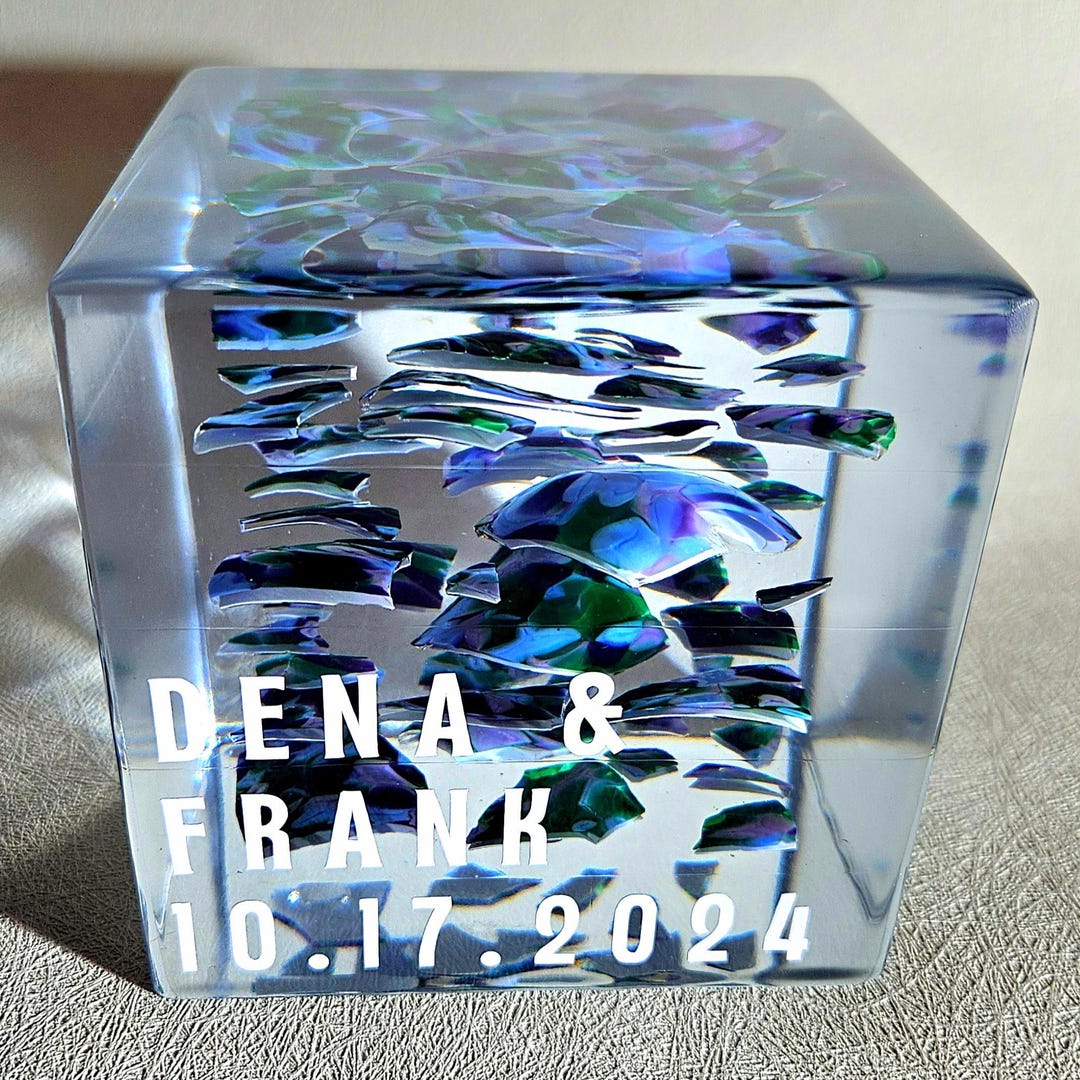Smashed Glass Resin Cube: Jewish Wedding Keepsake, Chuppah Memory - Etsy