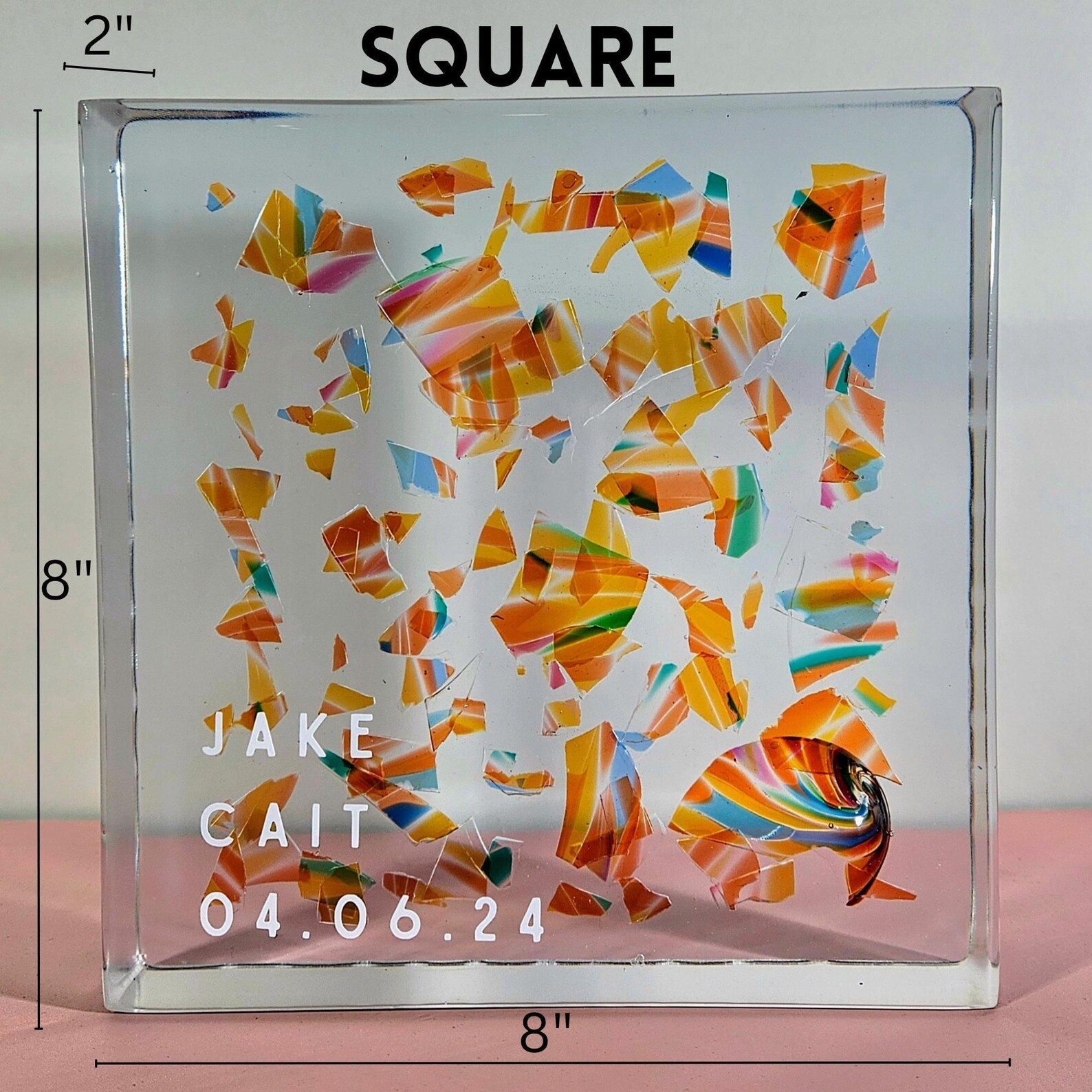 Smashed Glass Resin Cube: Jewish Wedding Keepsake (4x4x4") - Etsy