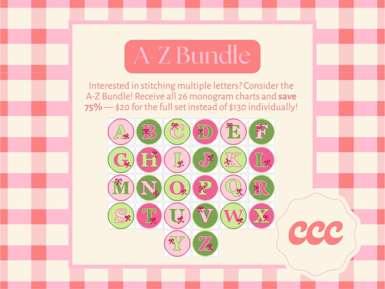 Letter V Needlepoint Pattern – Monogram Ribbon Chart (digital Download ...