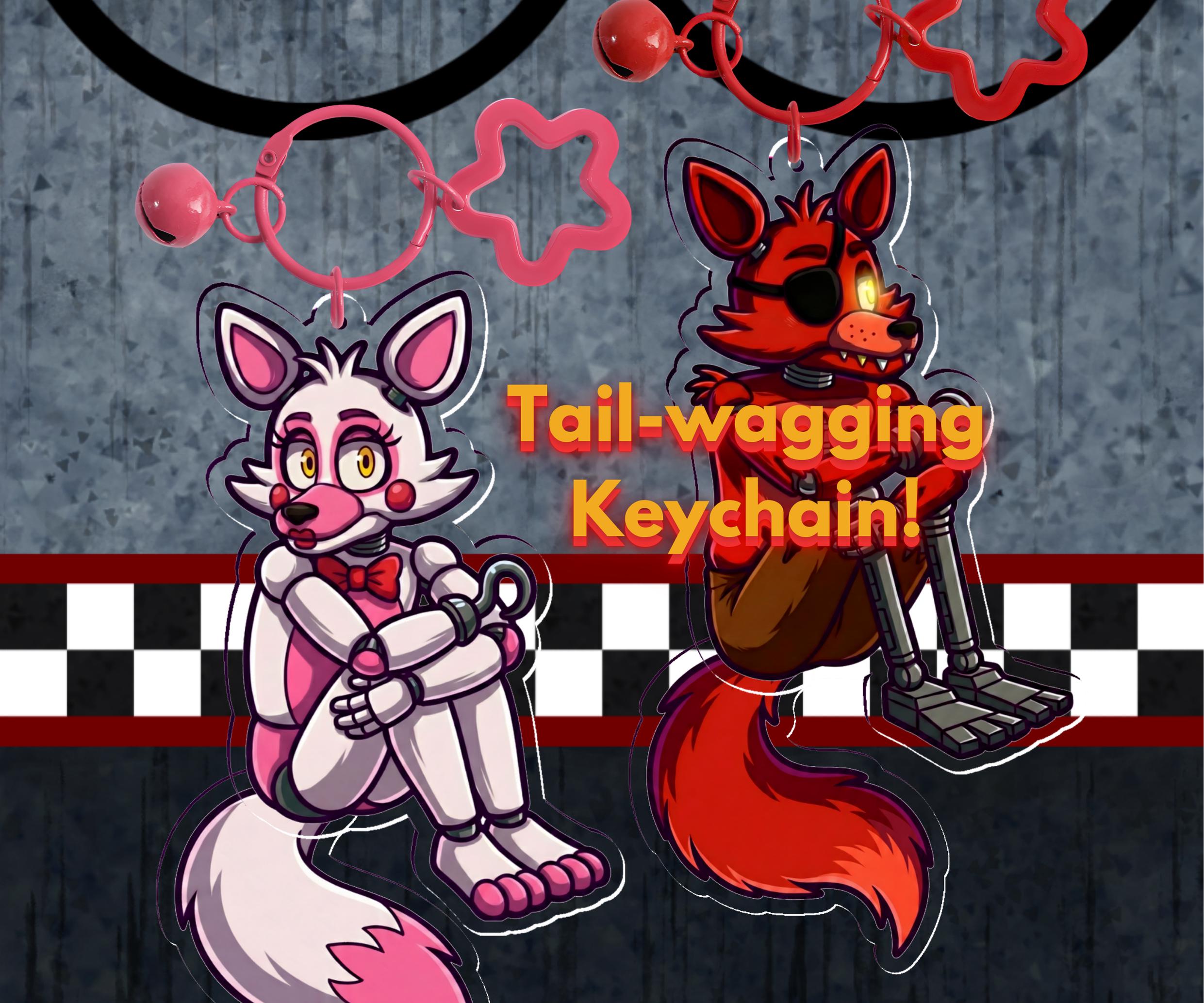 FNAF Keychain Foxy and Mangle Cute Tail-wagging - Etsy