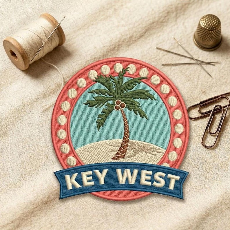 Key West Embroidered Patch – Palm Tree Beach Iron-on Jacket Backpack ...