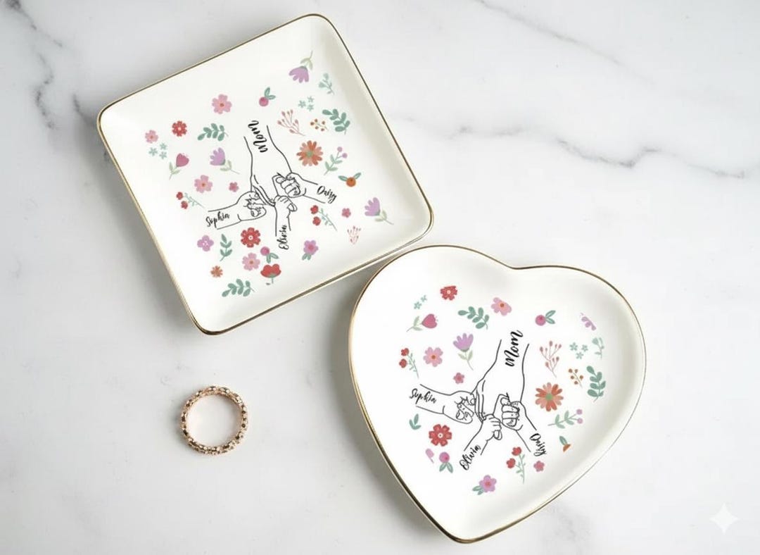 Personalized Ceramic Trinket Dish: Custom Kids Names, Mother's Keepsake ...