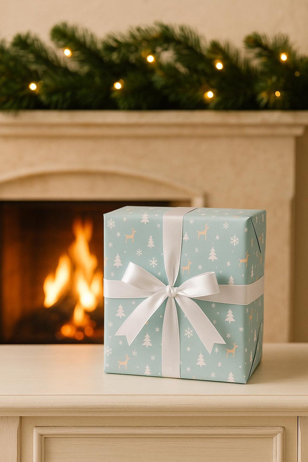 Premium Blue Christmas Wrapping Paper | Elegant Winter Gift Wrap With ...