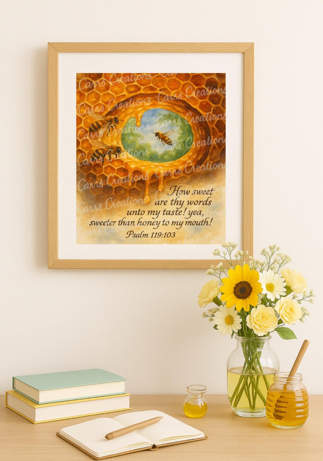 Bee KJV Scripture Print – Honeycomb Wall Art (digital Download) - Etsy