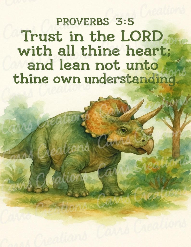 Dinosaur KJV Bible Verse Print - Nursery Decor (digital Download) - Etsy