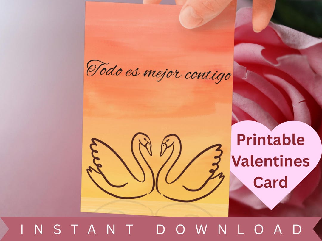 Spanish Valentine Card Printable Romantic Bird Love Digital Download - Etsy