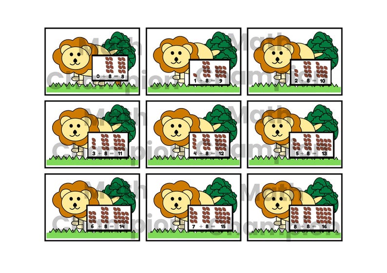 Addition +8 Flashcards & Worksheets Printable Pack | Numbers, Symbols ...