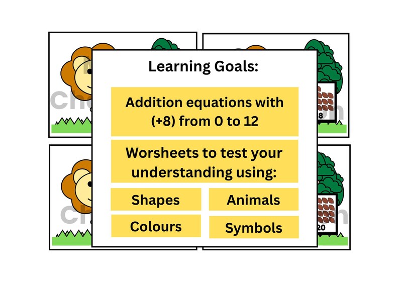 Addition +8 Flashcards & Worksheets Printable Pack | Numbers, Symbols ...