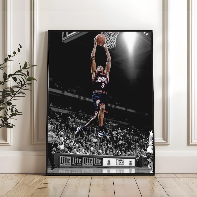 The Answer Allen Iverson Dunk Poster, Wall Art Print, Basketball Poster ...