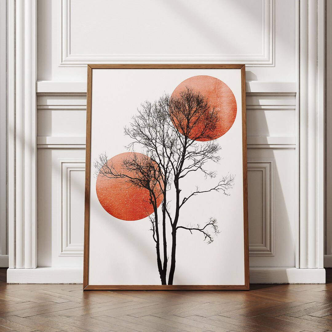 Sun and Moon Hiding Behind Tree Print (digital Download) - Etsy