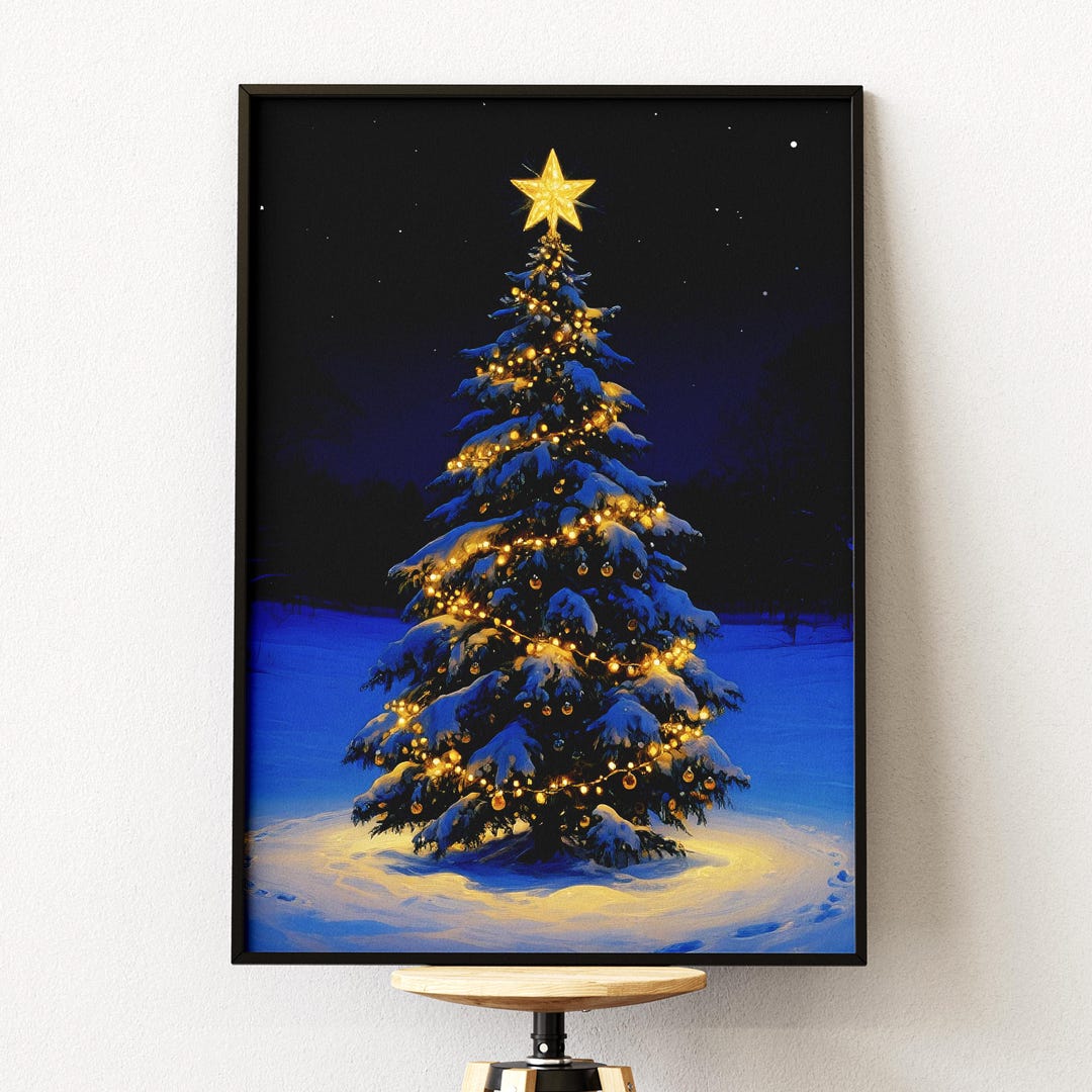 Oil Paint Digital Christmas Tree Poster Print (digital Download) - Etsy