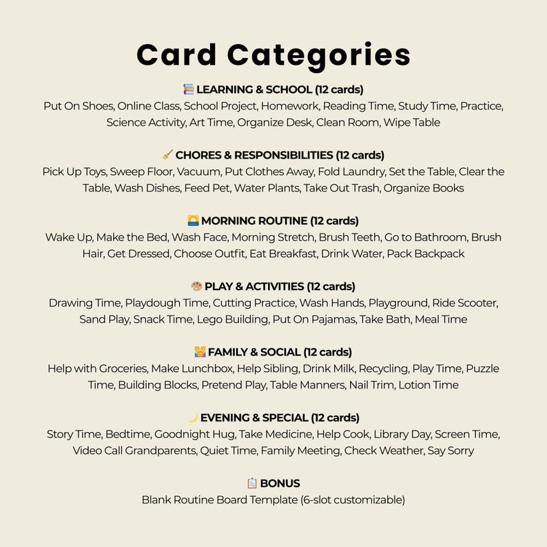 Visual Schedule Routine Cards for Kids Printable Korean English ...