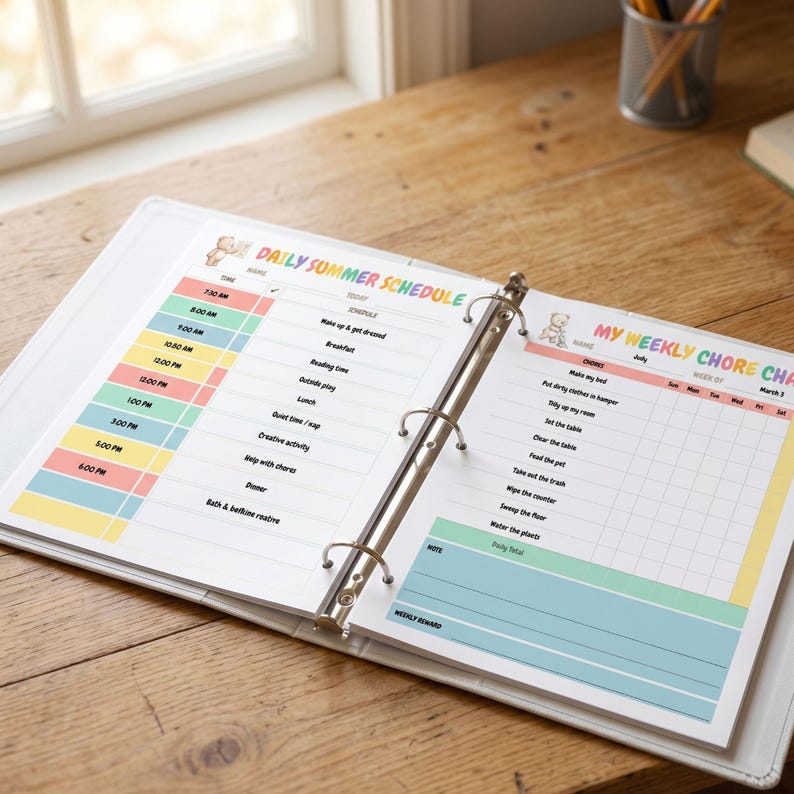Kids Chore Chart Bundle, Summer Bucket List and Schedule Printable - Etsy