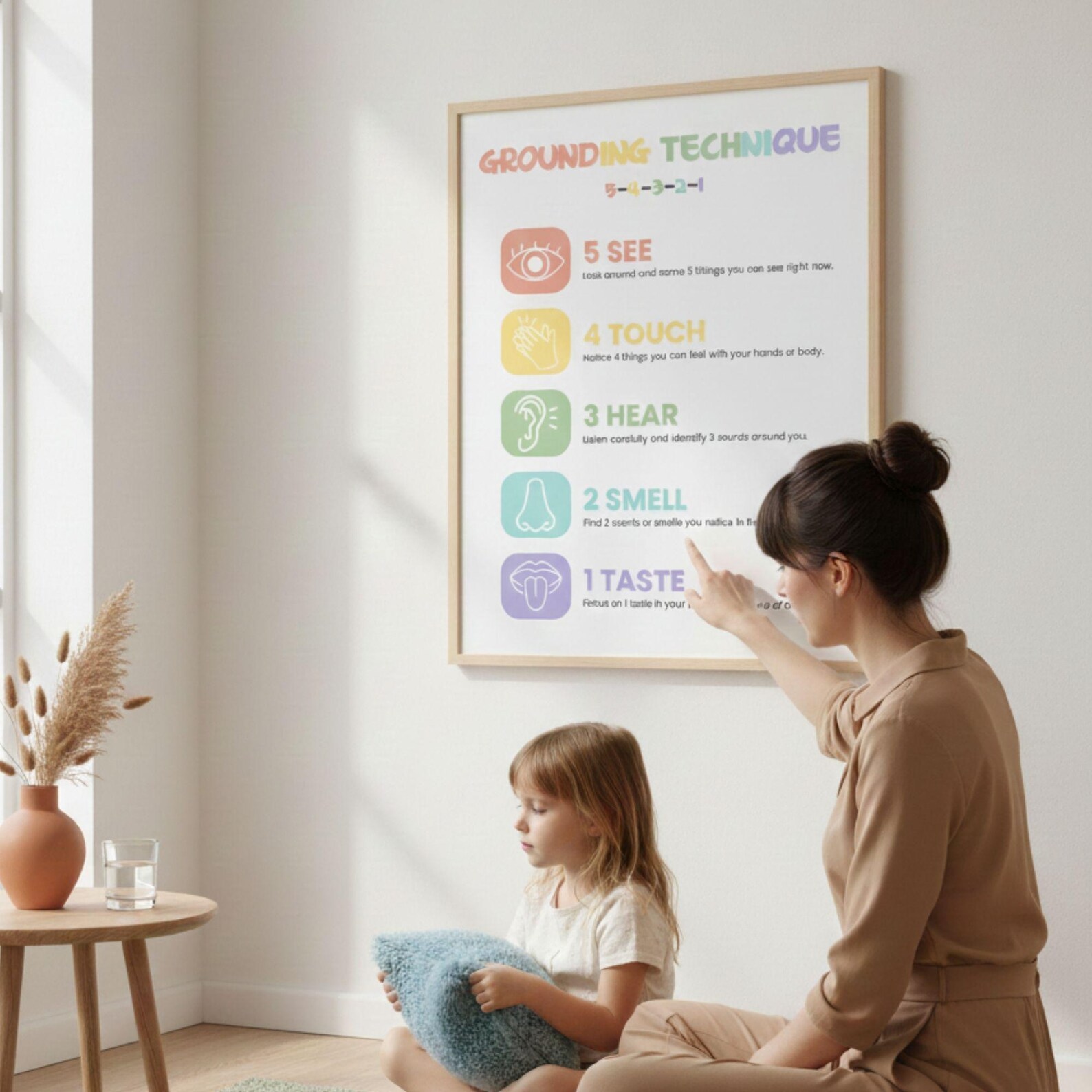 54321 Grounding Technique Poster Calm Down Corner Decor Anxiety Relief ...