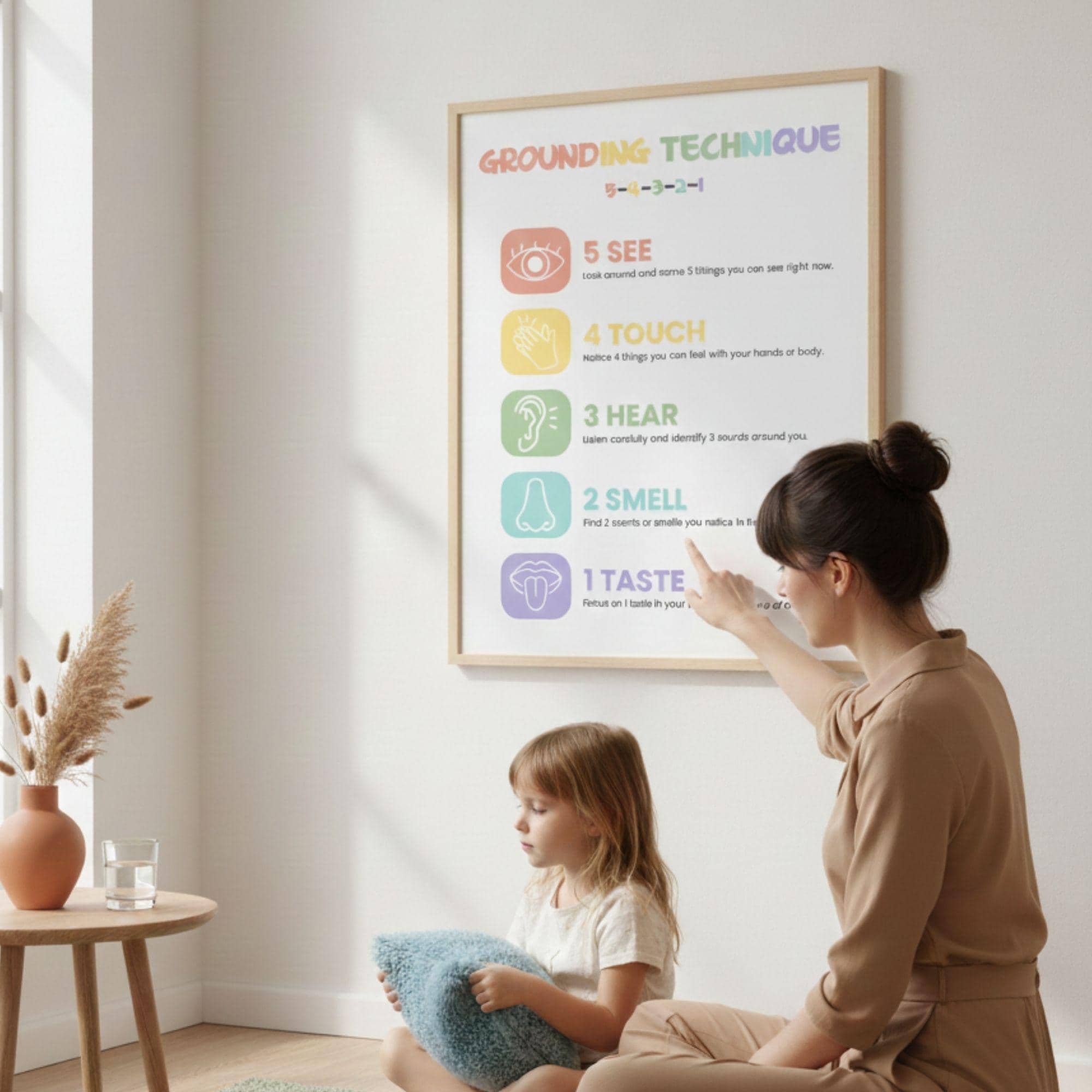 54321 Grounding Technique Poster Calm Down Corner Decor Anxiety Relief ...