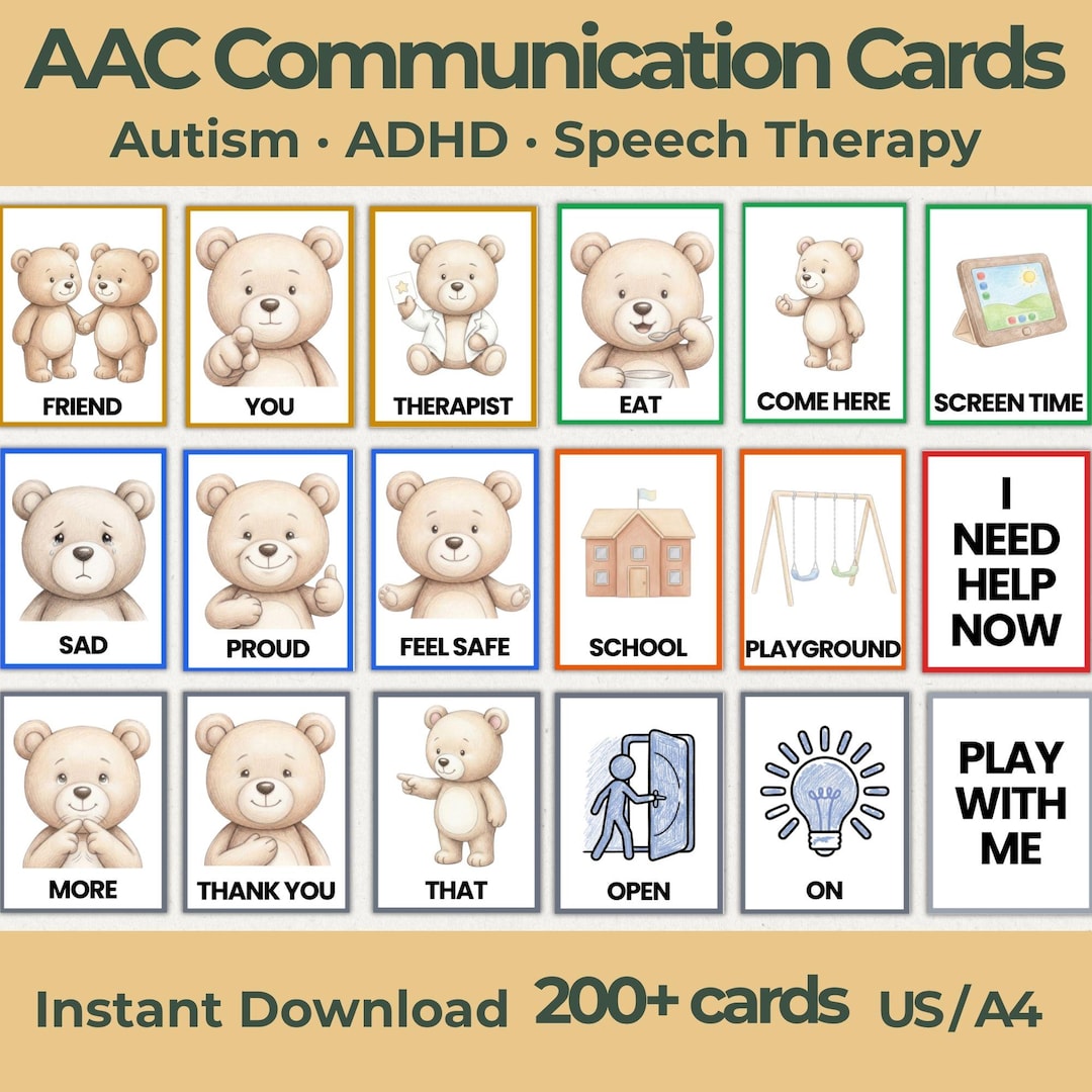 Printable AAC Communication Cards for Autism ADHD Speech Therapy ...