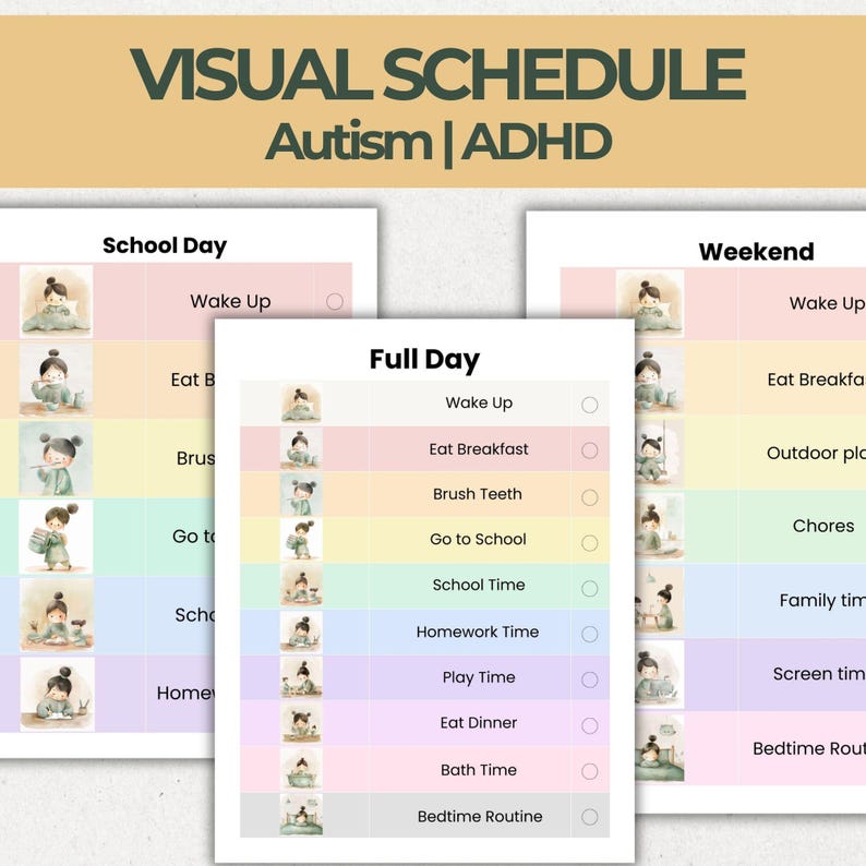 Visual Schedule for Kids | Daily Routine Chart Printable | Autism ADHD ...