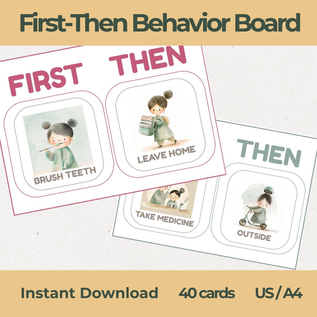 First Then Board Behavior Chart Toddlers Routines Visual Schedule Cards ...