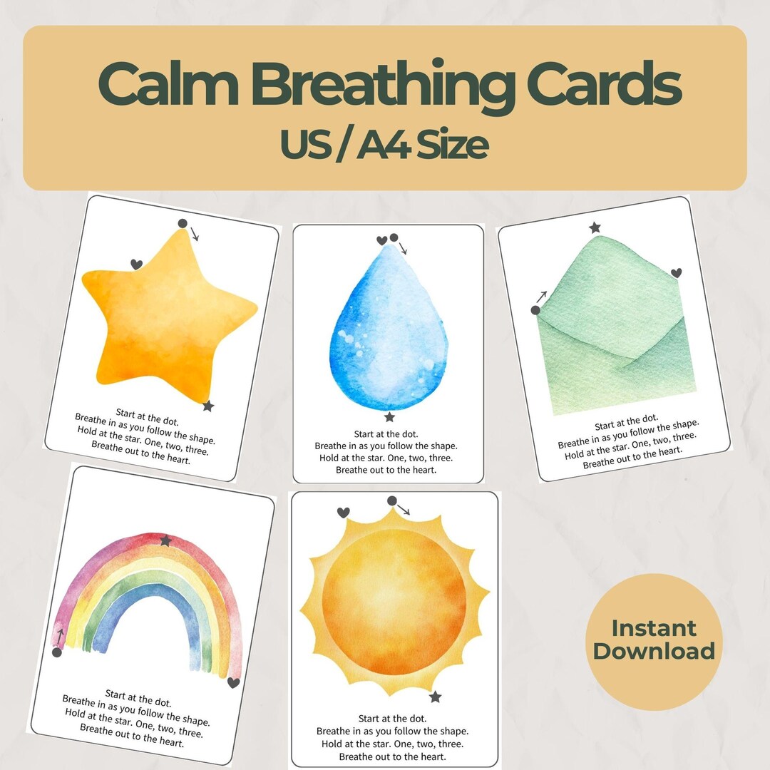 Breathing Cards for Kids Calm Down Corner - Etsy