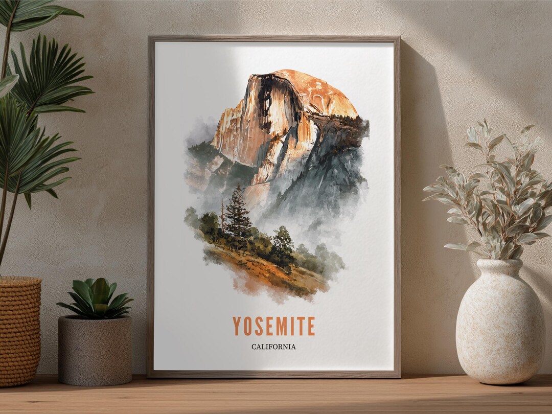 Yosemite Half Dome Poster – Watercolor National Park Print | USA ...