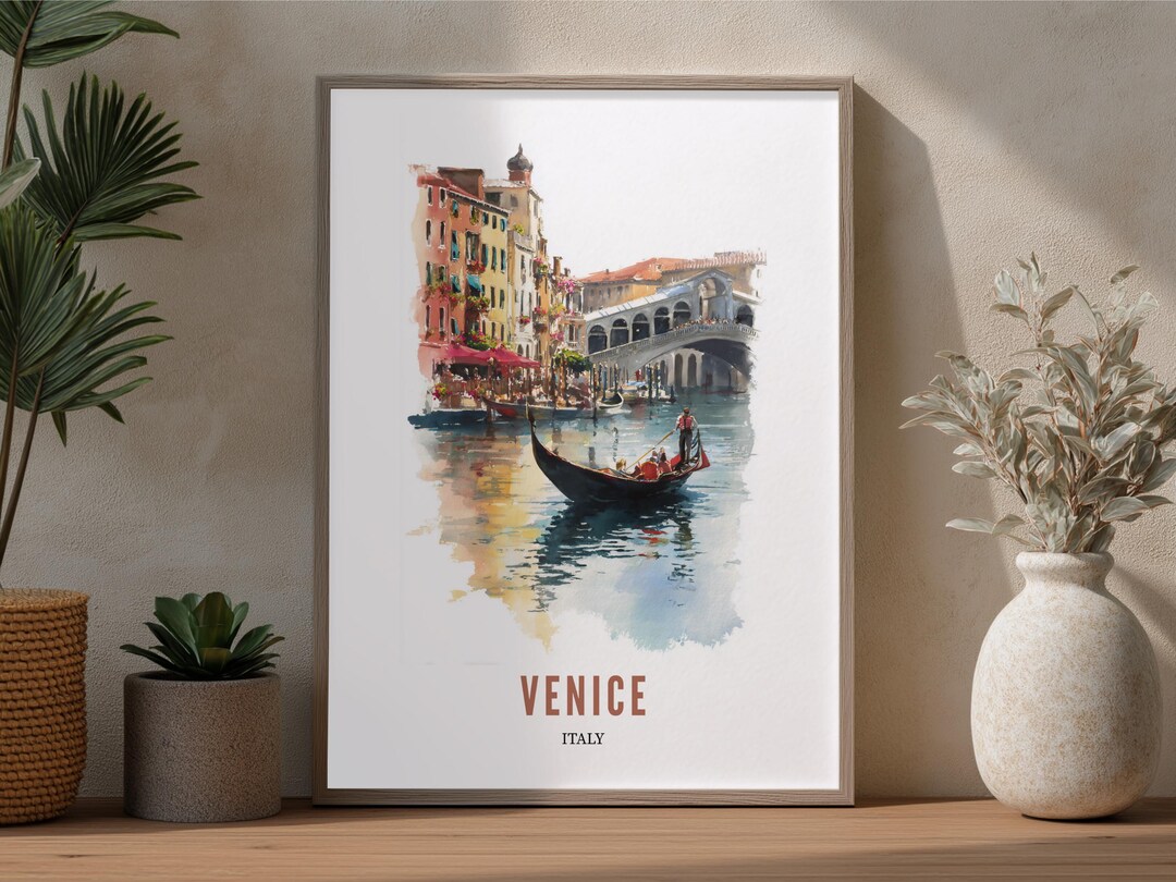 Venice Wall Art | Gondola Watercolor Poster | Italy Travel Print ...