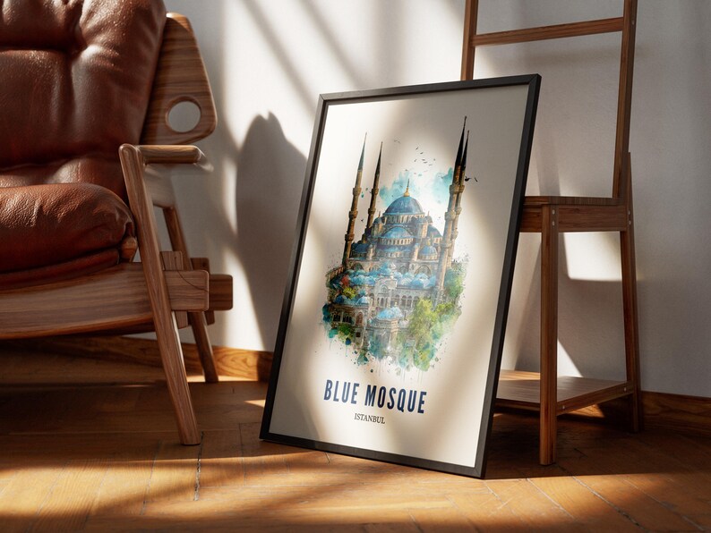 Blue Mosque Poster – Istanbul Watercolor Print | Turkey Travel Wall Art ...