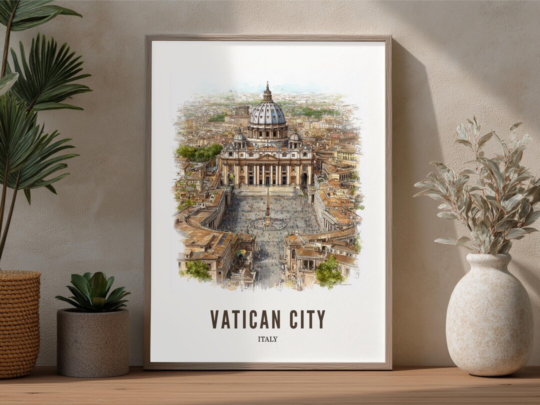 St. Peter’s Basilica Poster – Vatican City Watercolor Print | Rome ...