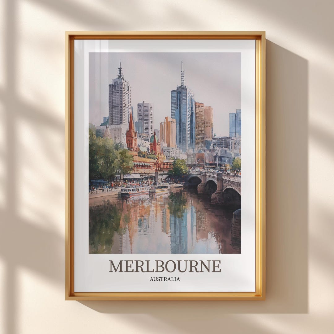 Melbourne City Poster – Australia Watercolor Print | Modern ...