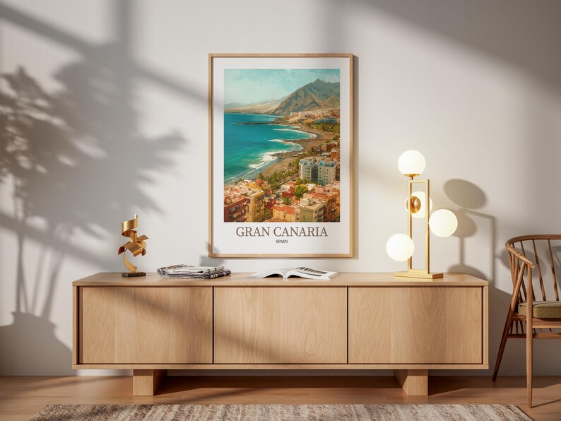 Gran Canaria Poster – Canary Islands Watercolor Print | Volcanic Coast ...