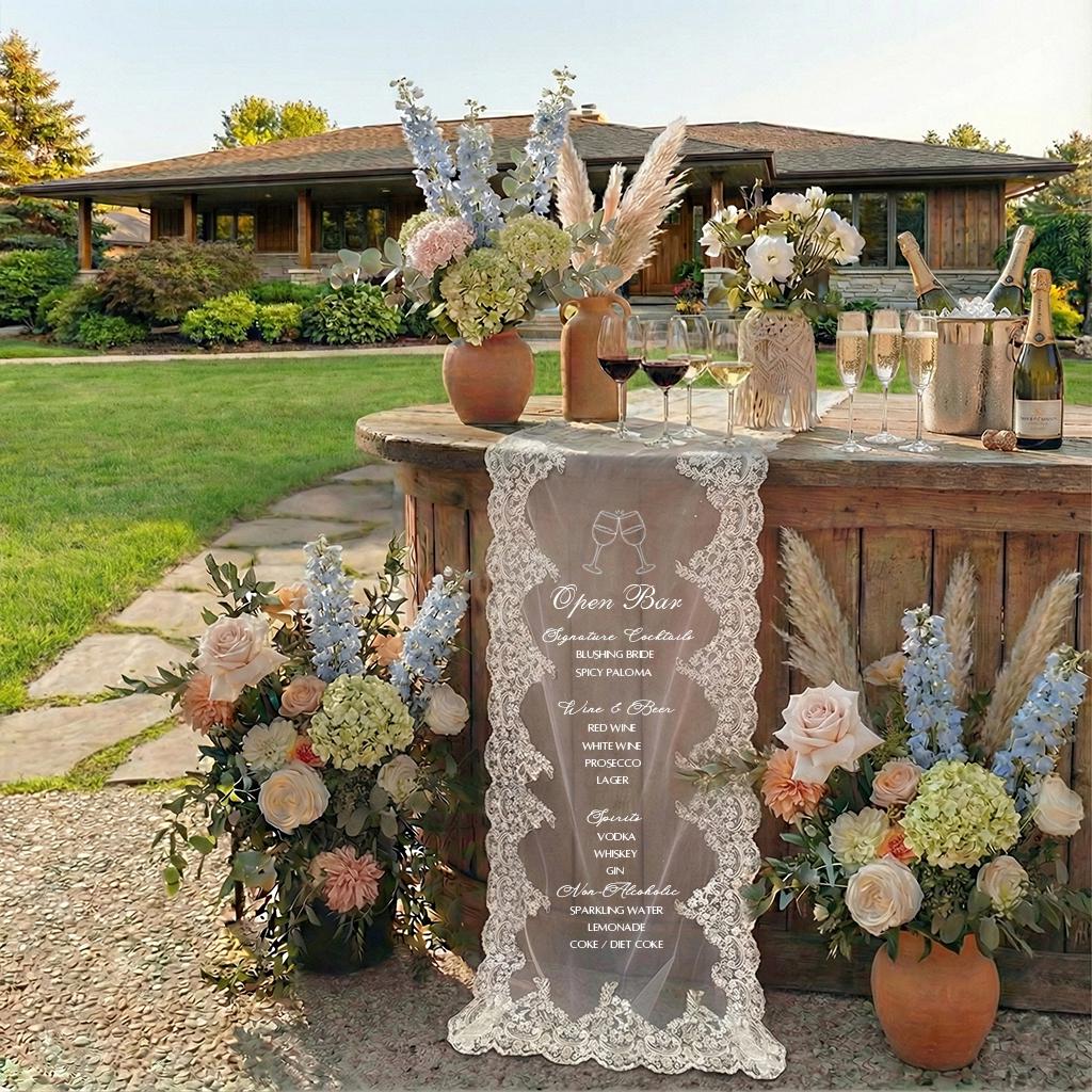 Lace Sheer Bar Sign, Custom Bohemian Vintage Wedding Fabric Decor ...