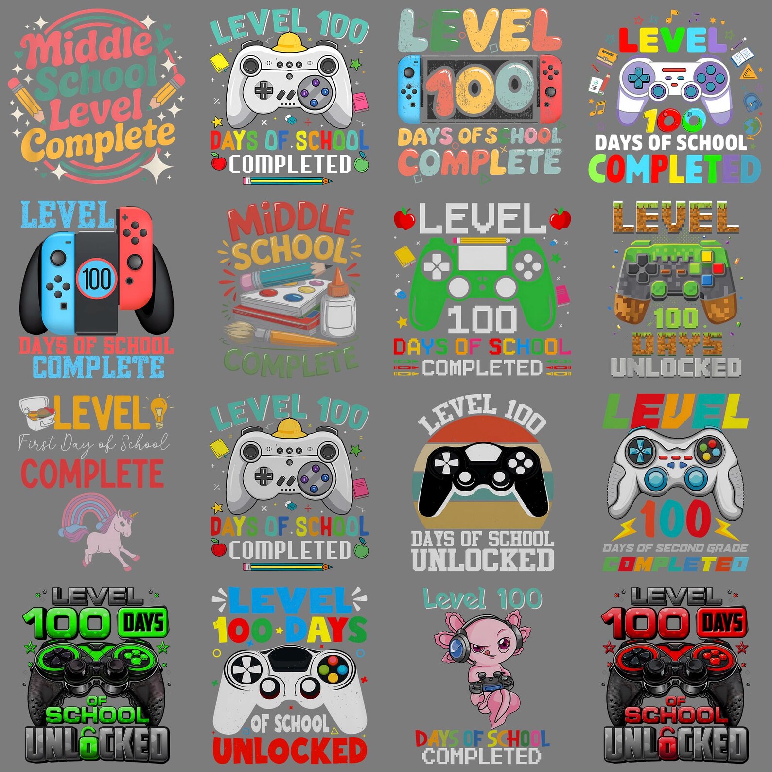 Level 100 Days of School Completed – Funny Gamer Student Teacher Design ...