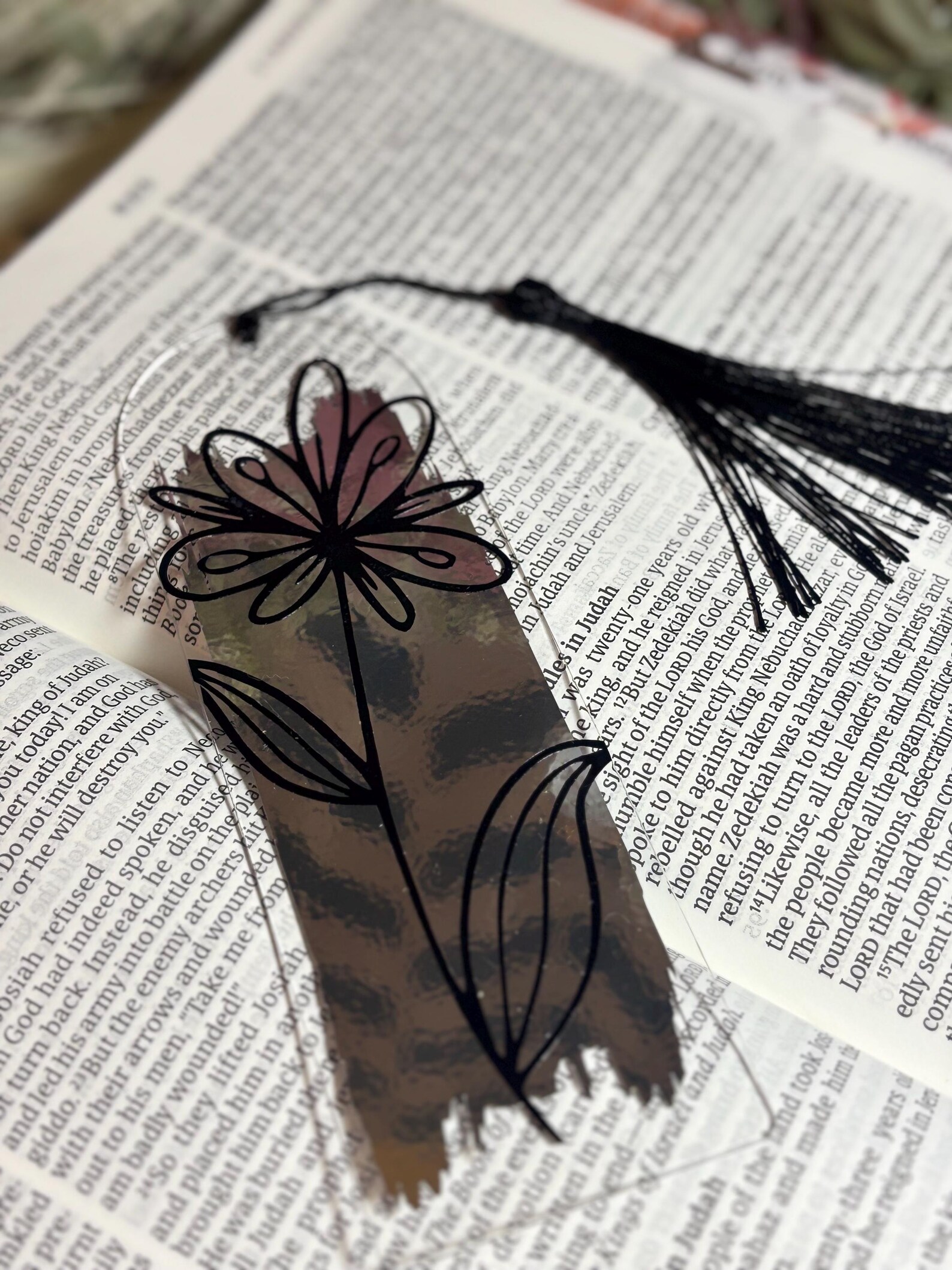 Acrylic Vinyl Floral Bookmark With Tassle - Etsy