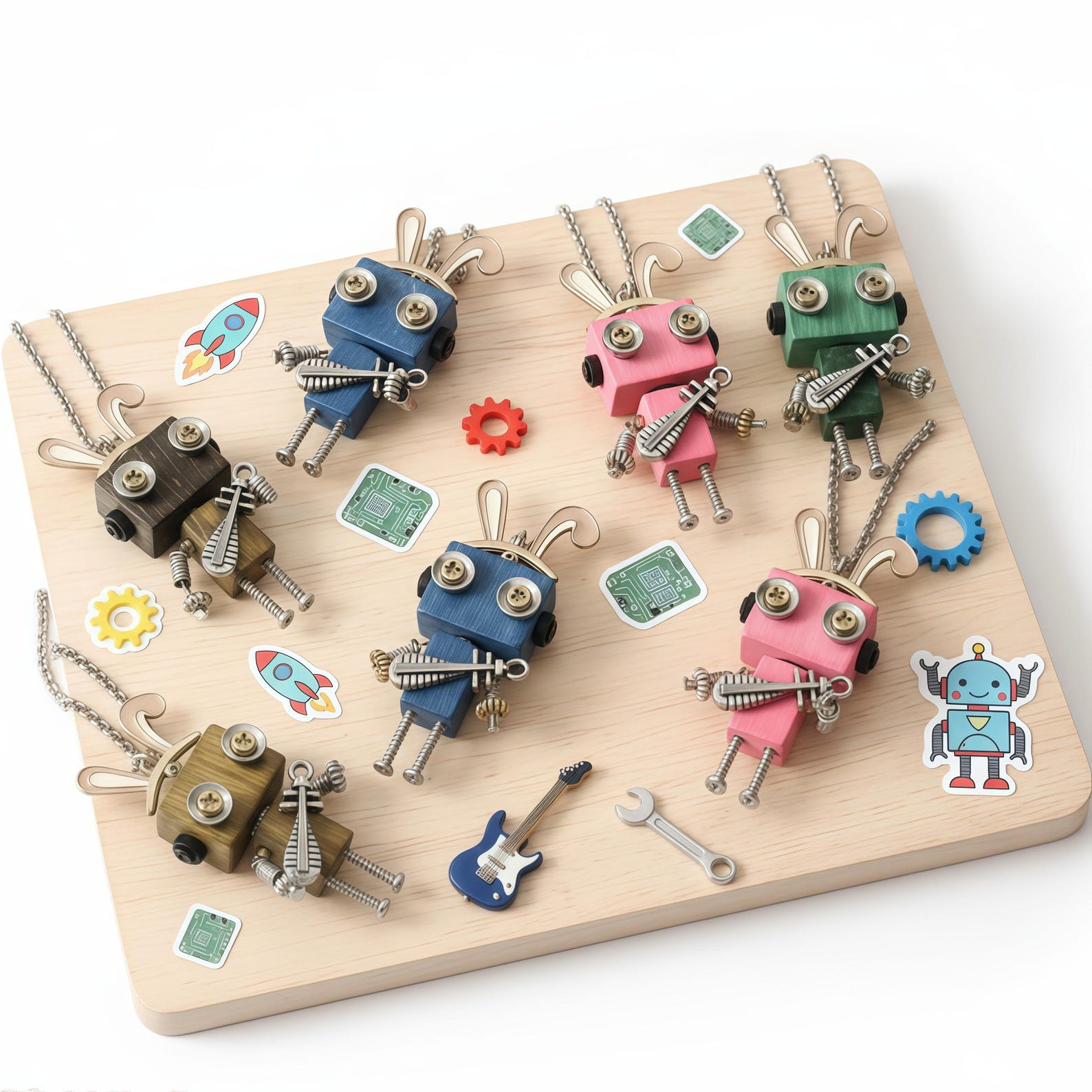Handmade Wooden Robot Necklace – Steampunk Jewelry, Robot Keychain - Etsy